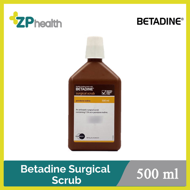 Betadine Surgical Scrub 500ml(ပိုးသေလက်ဆေးရည်) – ZP Health Myanmar